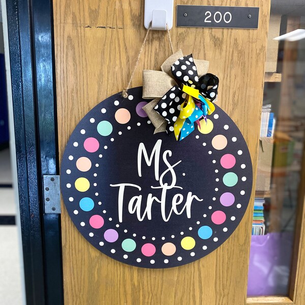 Teacher Door Hanger - Classroom Door Decor - Teacher Name Sign ...