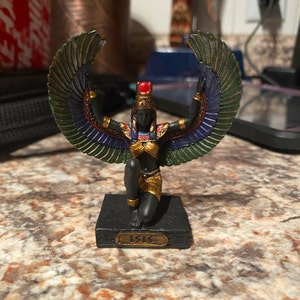 Vintage Isis Mini Statue Small Hand-painted Ancient Egyptian Goddess ...