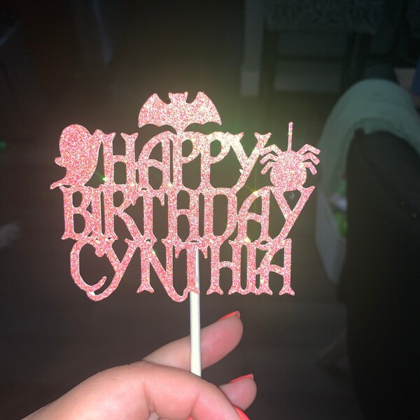Halloween Themed Birthday Cake Topper, Personalized Happy Birthday Cake ...