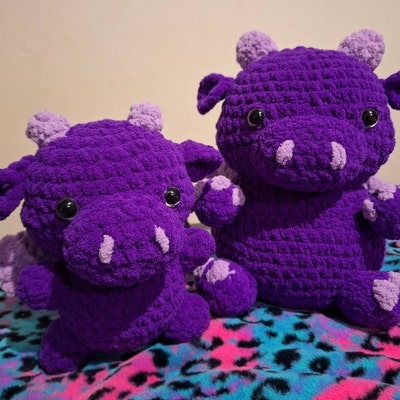 Crochet Chubby and Baby Dragon Plushie Pattern Amigurumi Bundle 2in1 ...