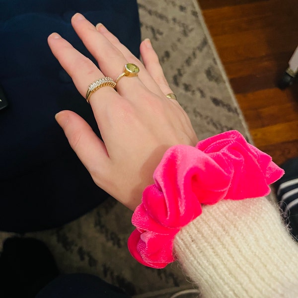 Neon Velvet Scrunchie Hot Pink, Handmade Neon Hair Scrunchie, Hot Pink ...