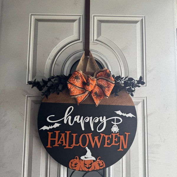 Halloween Door Hanger | Halloween Wreath | Happy Halloween Front Door ...