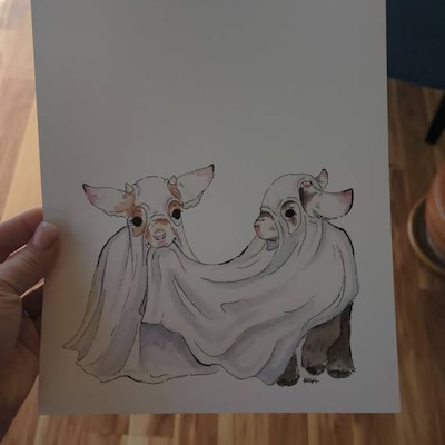 Spooky Ghost Goats Print - Etsy