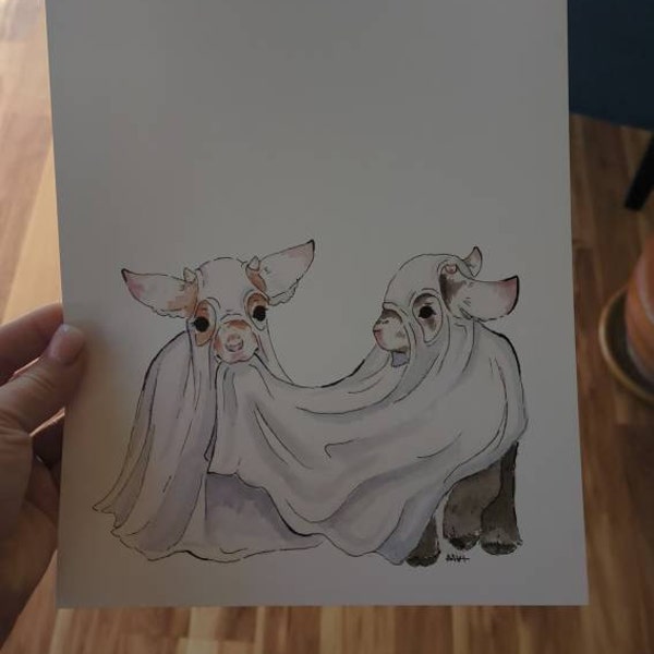 Spooky Ghost Goats Print - Etsy