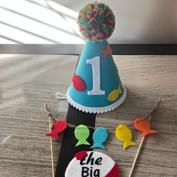 Fishing Theme 1st Birthday Hat - First Birthday Party Hat - Boys ...