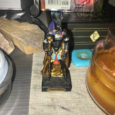 Vintage Anubis Mini Statue Small Hand-painted Ancient Egyptian Jackal ...