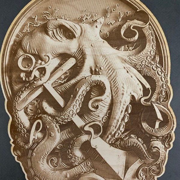 Digital Design File - Octopus - Glowforge - Laser Ready - Engrave - SVG ...