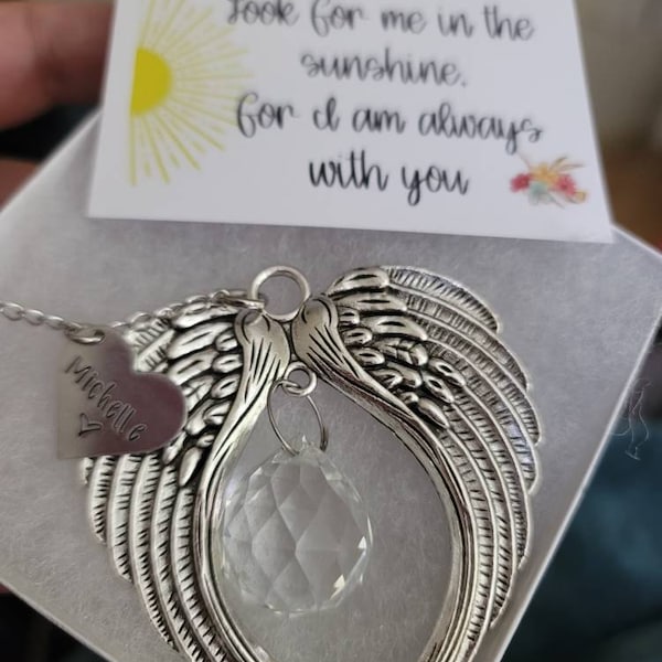 Wing Sun Catcher Sympathy Gift, Poem Card Memorial Suncatcher, Wing ...