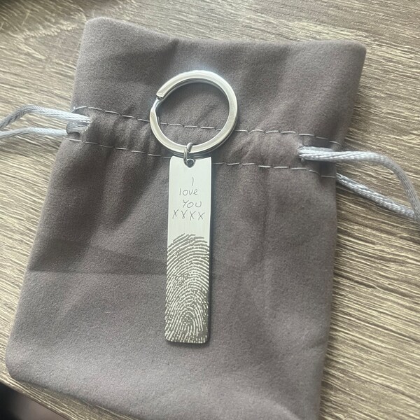 Personalised Fingerprint Slim Bar Keychain | Thumbprint | Actual ...