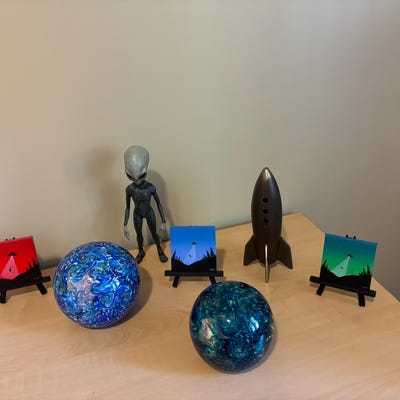 Moon Rocket Coin Bank With One Spaceman Item 924, Cast Aluminum and ...