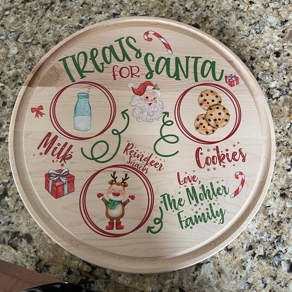 Wooden Santa Milk and Cookie Tray, Personalized Santa Cookie Tray ...