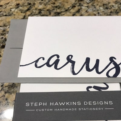 Personalized Thank You Notecards MARKER SCRIPT Folded Note Cards With ...