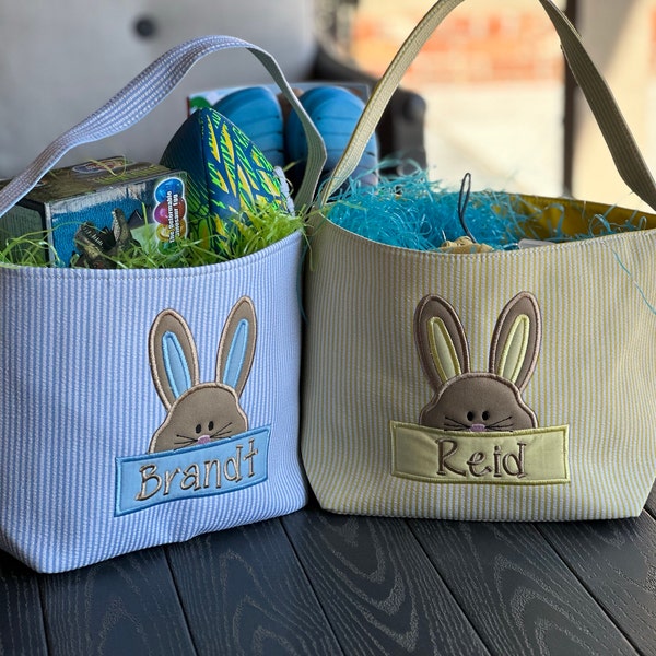 Personalized Easter Basket With Bunny - Etsy