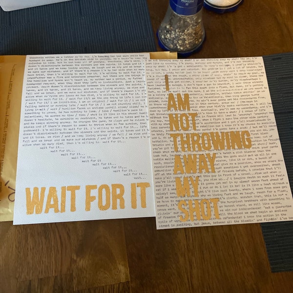Digital Download of Hamilton's Lyrics for "my Shot" on the Background ...