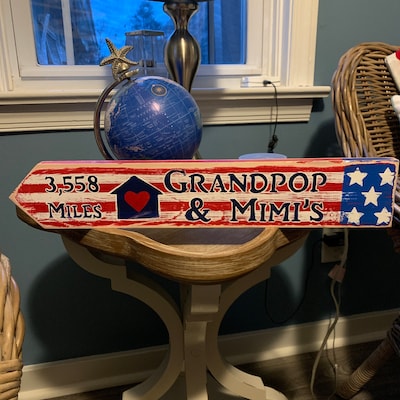 Wooden Signs With City and Distance, Personalized Hand Painted ...