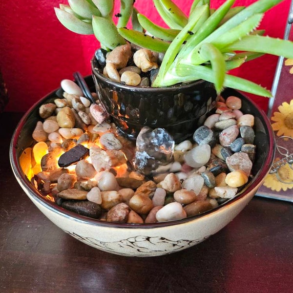 Tranquility Tabletop Stoneware Water Fountain With Matching Live ...
