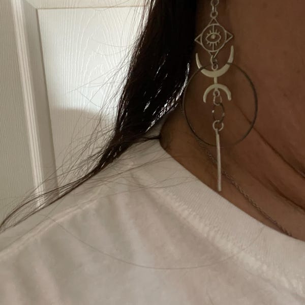 Sun and Moon Earrings, Gold Fringe Earrings, Statement Celestial ...