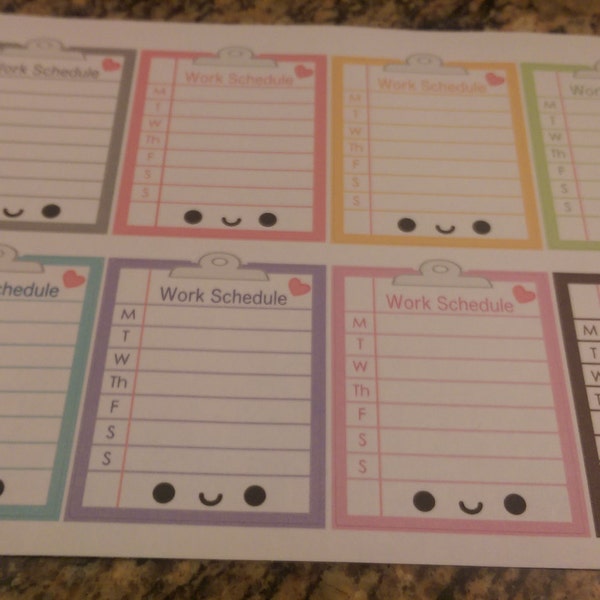 Happy Work Schedule Clipboard Full Box Reminder Kawaii Stickers ...