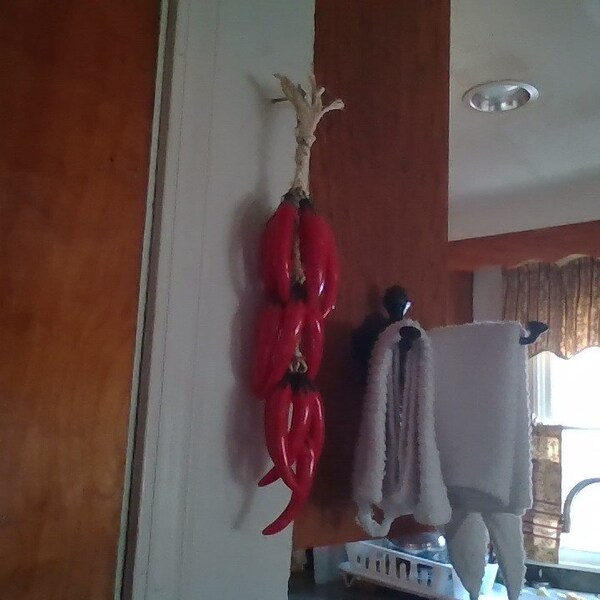 12 Mexican Chili Ristras, Ceramic Chilis Hanging Ornaments, Pepper ...