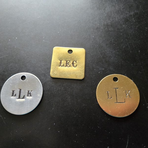 Custom Hand Punched Round Brass Tag - Hand Stamped Key Tag - Hand Made ...