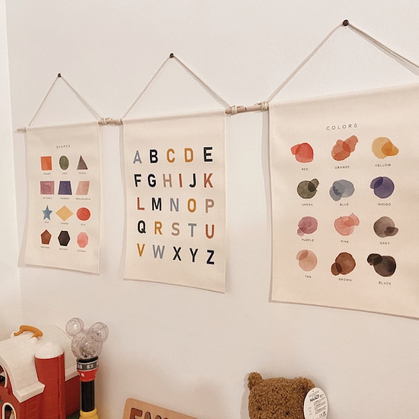 Shapes Learning Chart | Dowel Rod Canvas | Classroom Decor | Homeschool ...