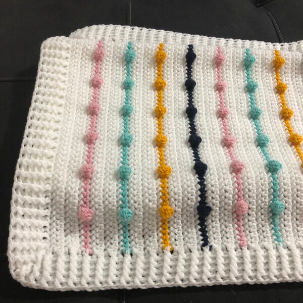 Crochet Bobble Lines Baby Blanket Pattern - Etsy