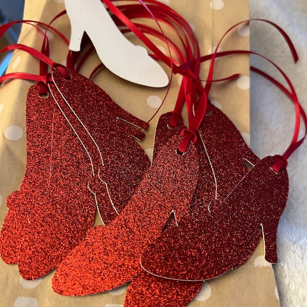 Wizard of Oz Ruby Slippers Tag - Set of 10 - Handmade - Glitter - Party ...