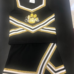Gold & Black Cheer Uniform Customized Cheerleading Uniform - Etsy