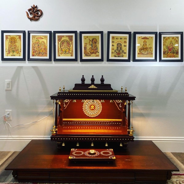 36x16,pooja,table,mandir,ganesha,hindu,temple,wood,home,decor,bells ...