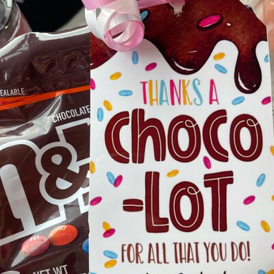 Chocolate Gift Tag Template, Thanks A Choco-lot, Printable Teacher ...