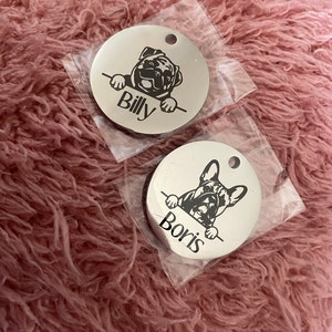 Dog Tag Name Tag Pet ID Dog Name Disc Engraved Stainless - Etsy UK