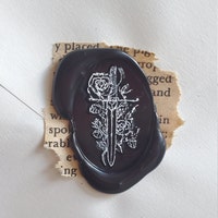 Rose and Sword Wax Seal Stamp, Rose Oval Wax Seal Stamp Kit Wax Seal ...