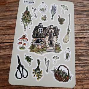 BUNDLE: Dark Cottagecore Sticker Sheets Green Witch Journal Stickers ...