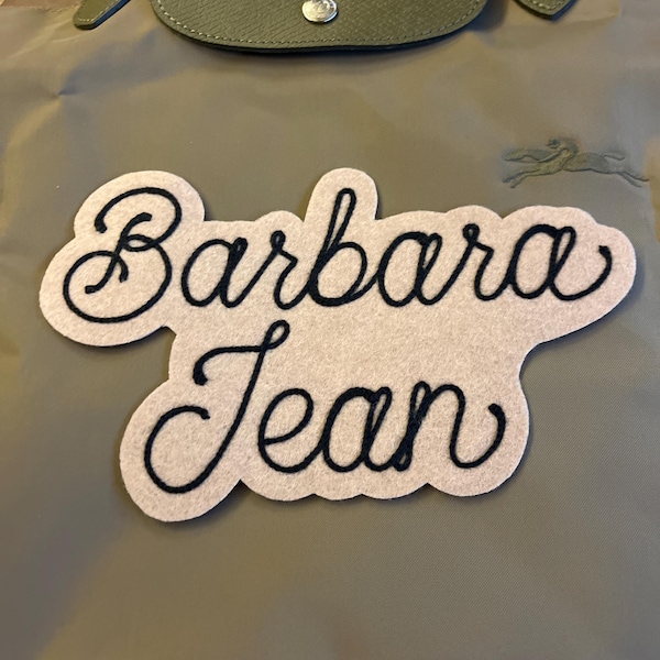Custom Name Patch With Cursive Script Font | Handmade Chainstitch Embroidered Personalized Iron ...