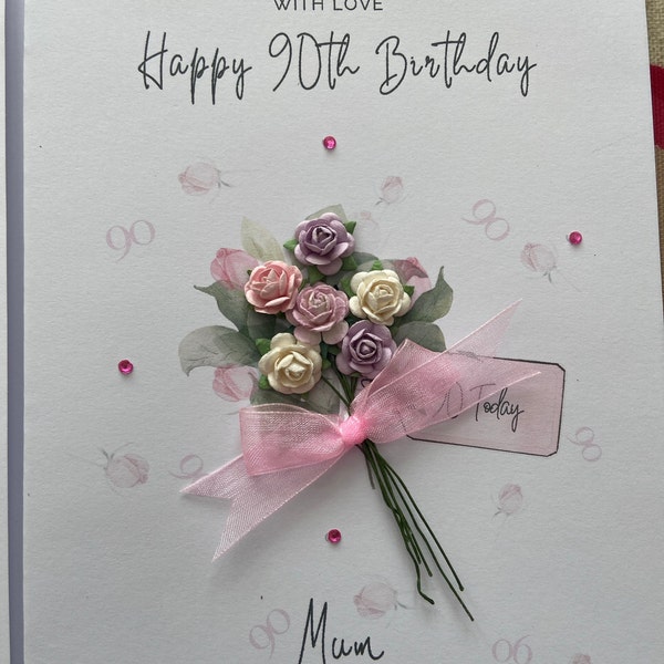 Special Paper Flower Bouquet 90th Birthday Card for Women, 90th ...