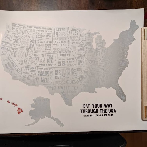 Scratch off American Foods Map – Foodie Gift – Kitchen Wall Décor ...