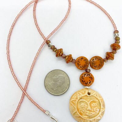 1 Handmade Ceramic Bead Light and Bright Sun Bead Available in Orange ...