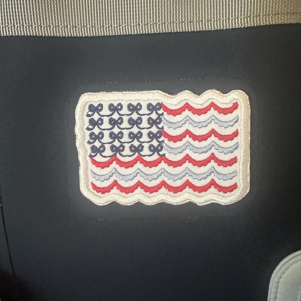 American Scollop & Bow Flag Patch Embroidered / Iron on / Trucker Hat ...