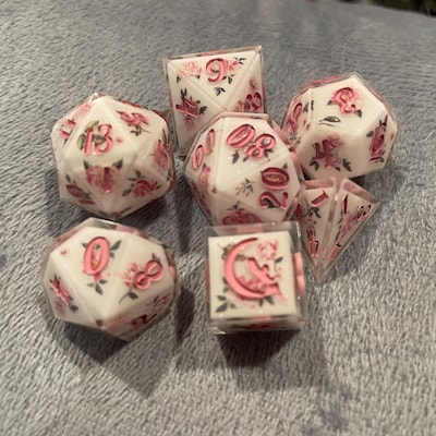 Victorian Rose Dice Set Rose Dice Floral Dice Handmade Resin Dice Set ...