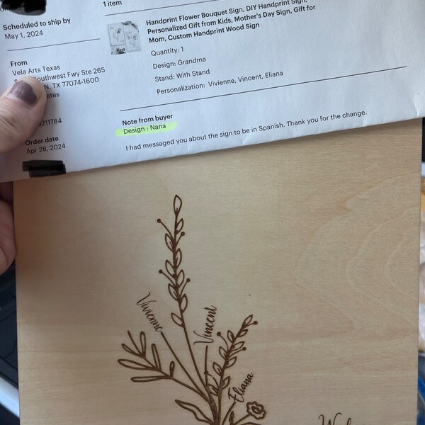 Handprint Flower Bouquet Sign, DIY Handprint Sign, Personalized Gift ...