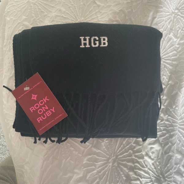 Personalised Embroidered Initial Scarf - Custom Monogram Letter Scarf ...