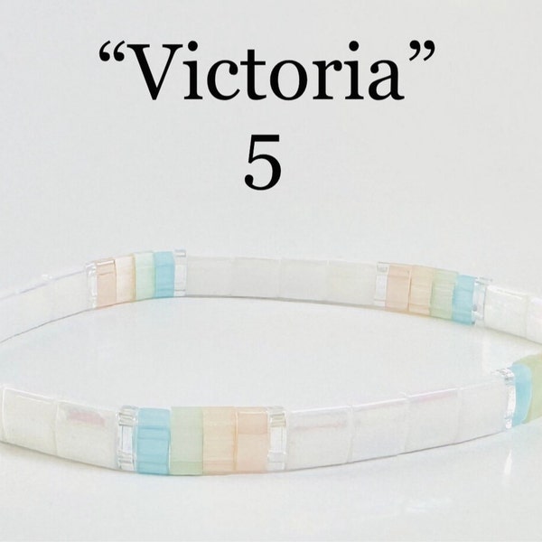 Judy | Tila Stack Bracelets | BOHO Glass Tile Stretchy Bracelet ...