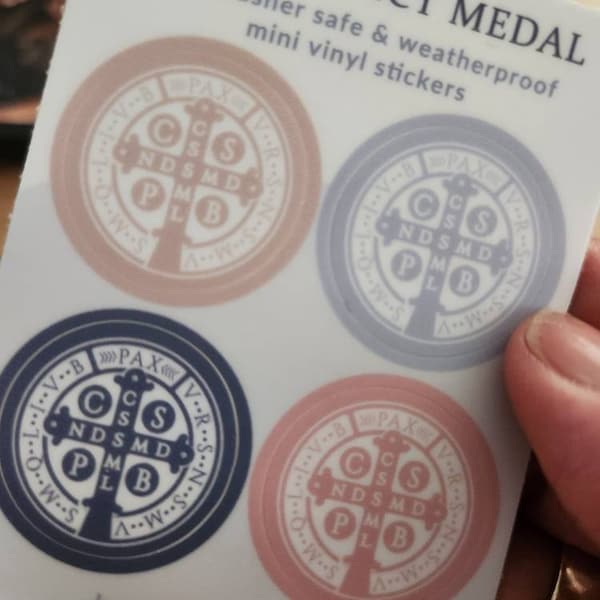 Set of 4, 1 Inch St. Benedict Medal Stickers, Catholic Stickers, St ...