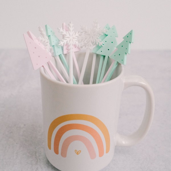 Christmas Drink Stirrers, Holiday Cocktail Sticks, Merry Christmas ...