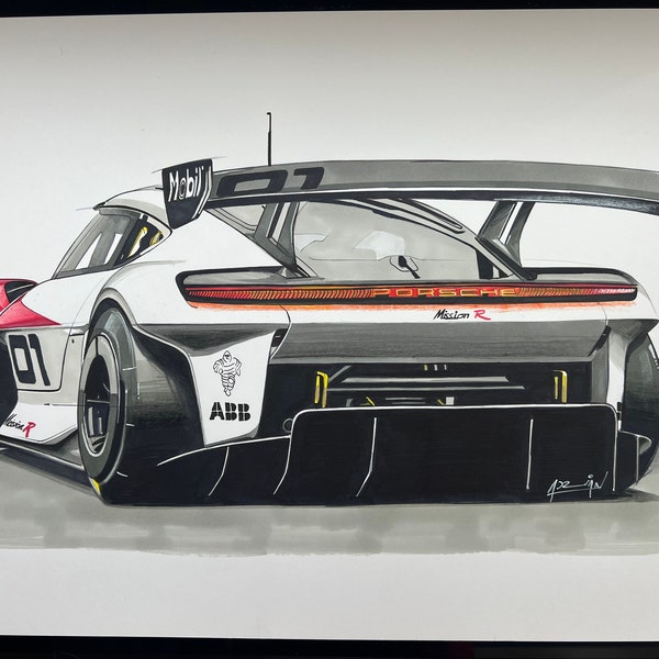 Porsche Boxster Car Art Digital Drawing Print by Adrian Dewey - Etsy