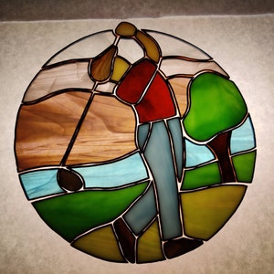 Golfer Stained Glass Pattern - Etsy UK