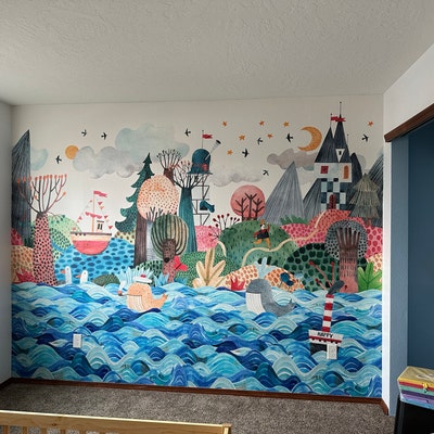 Wall Decal 1007 Mural Peel & Stick FABRIC or Transfer VINYL Kids ...