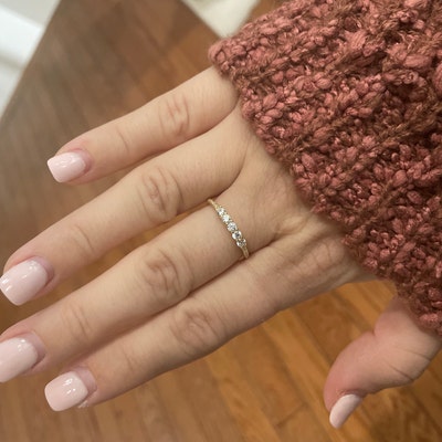 Dainty CZ Stacking Ring, Gold Minimalist Ring, CZ Ring, Simple Diamond ...