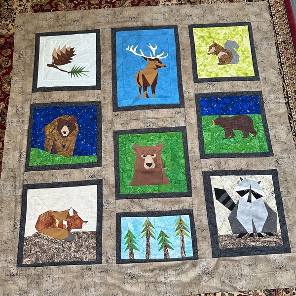 Animal Quilt Pattern, Flower Bear, Foundation Paper Piecing Pattern ...