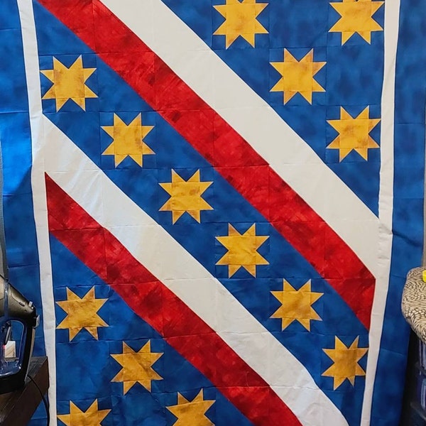 PATTERN - QOV® Ribbons & Stars Quilt Pattern. Finished Size: 60 X 72 ...